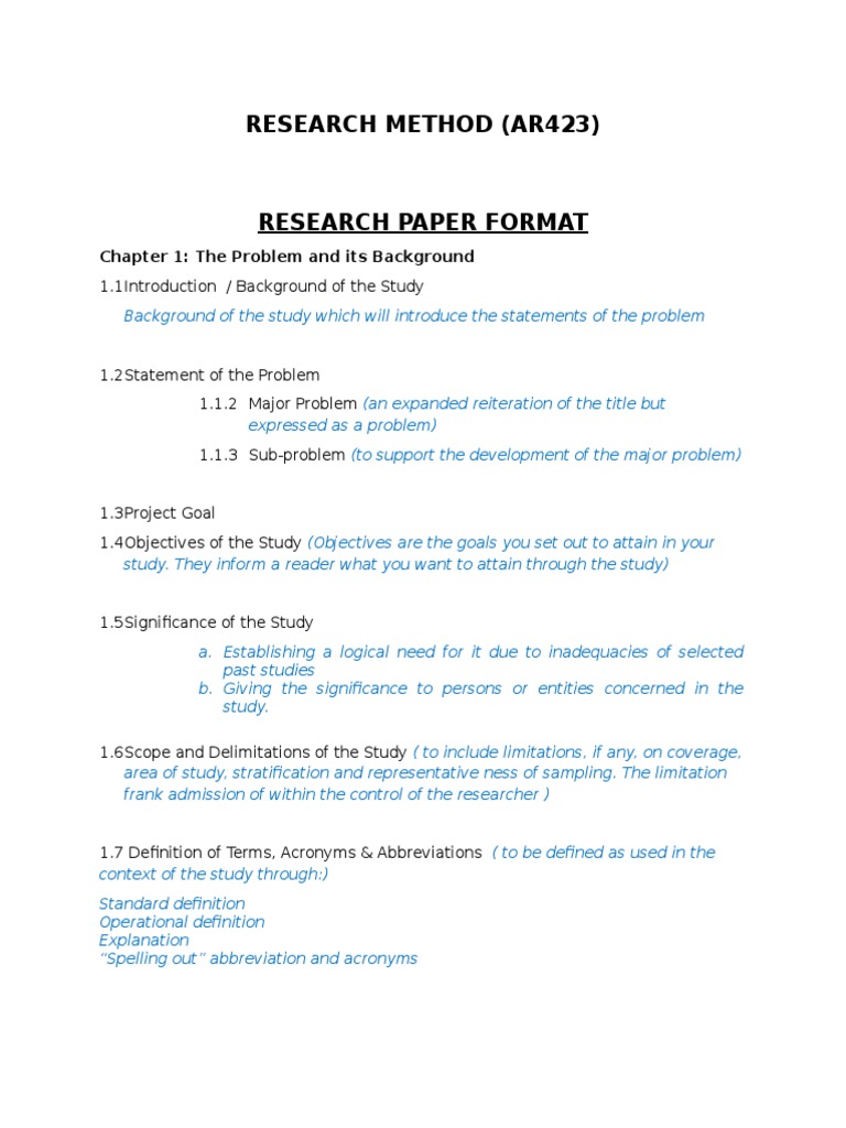 Research Method (Ar423) : Chapter 1: The Problem and Its Background | PDF