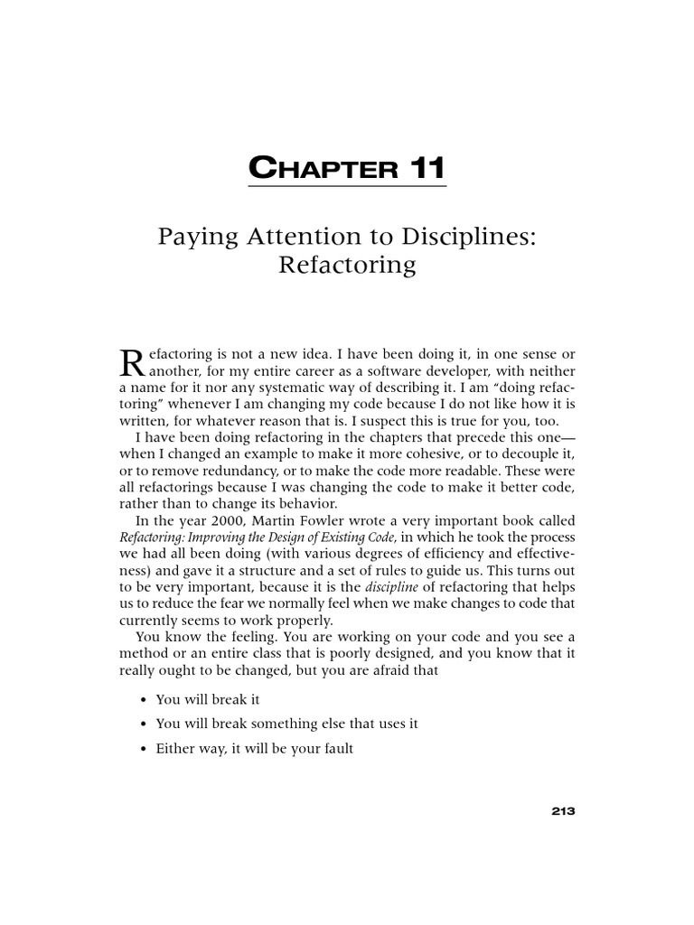 Paying Attention To Disciplines: Refactoring: Hapter | PDF | Software Engineering | Computer ...