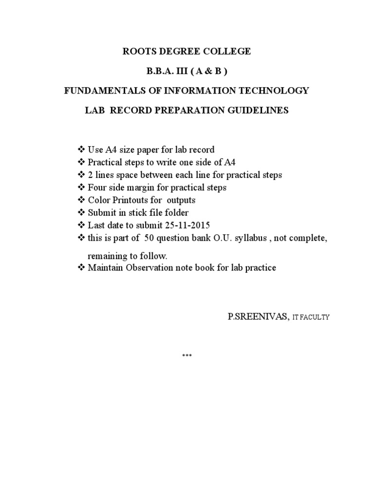 Bba III Lab Record Guidelines | PDF