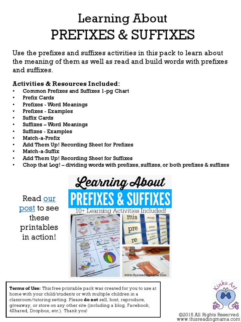 Prefix and Suffix Pack PDF | PDF | Vocabulary | Linguistics