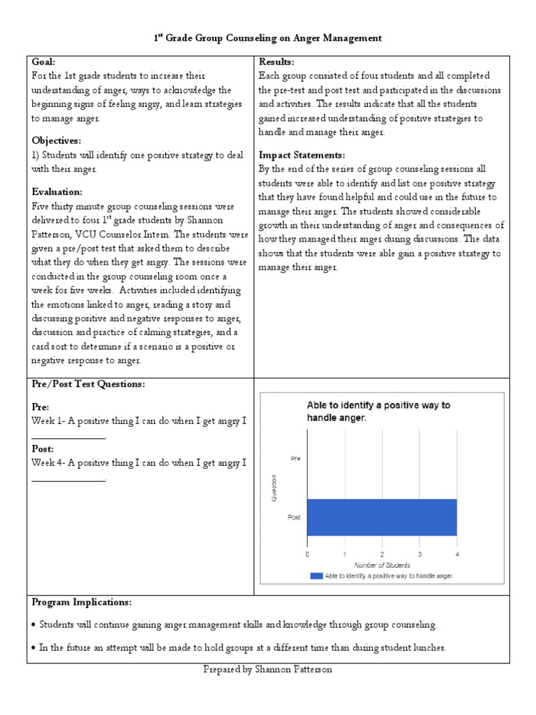 1st Grade Anger Management Counseling | PDF