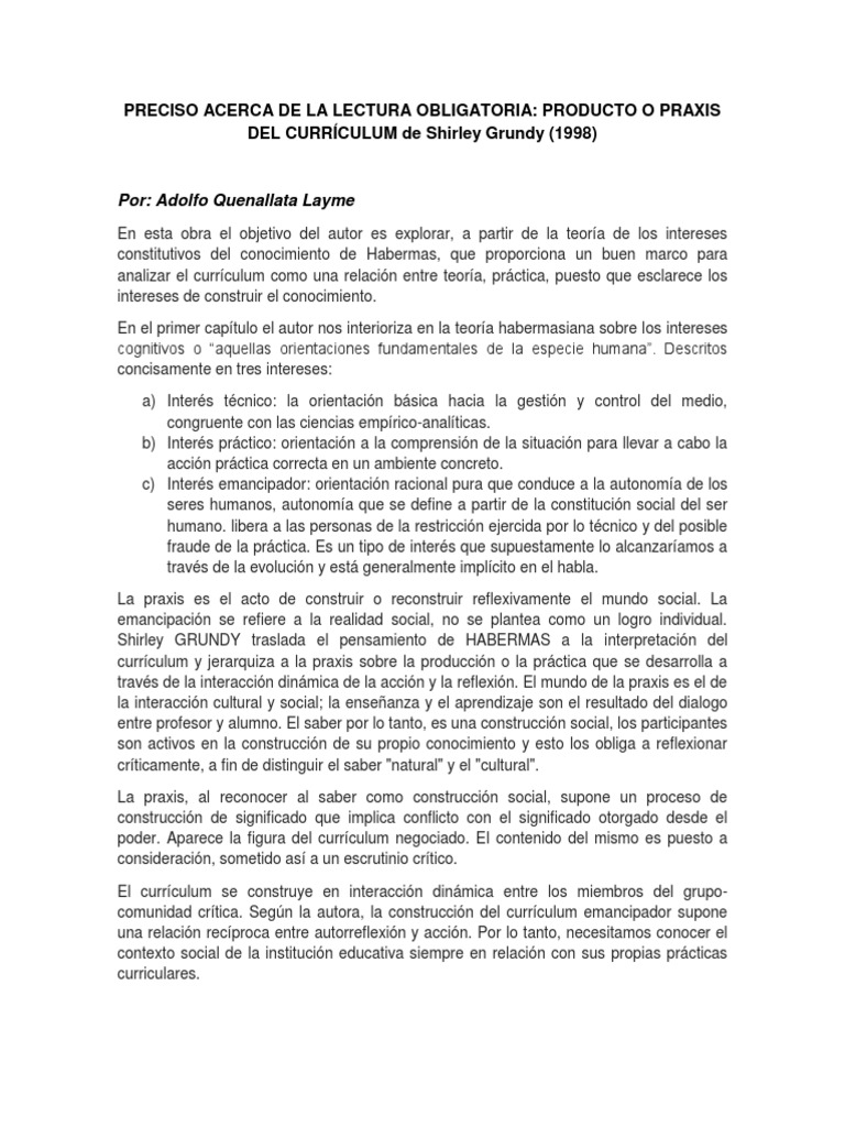 Currículum: Praxis y Emancipación | PDF | Jürgen Habermas | Conocimiento