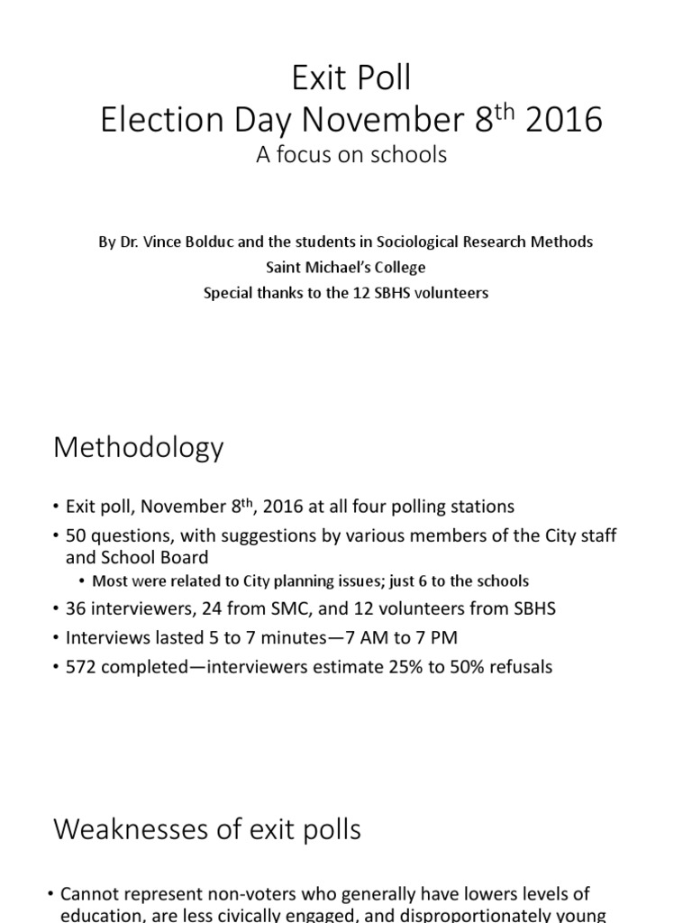 2016 Exit Poll Summary | Download Free PDF | Opinion Poll | Voting