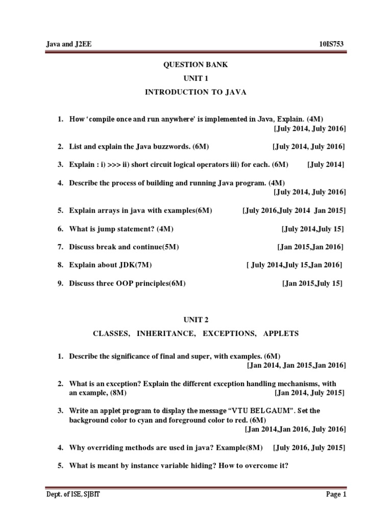 Ise-Vii-java and J2EE [10is753]-Question Paper | Java Servlet | Java ...