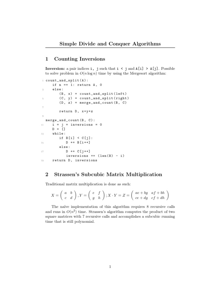 Divide and conquer algorithms for inversions and matrix multiplication ...
