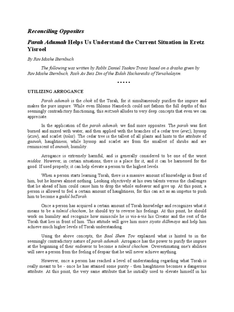 Rav Moshe Sternbuch-Opposites | PDF