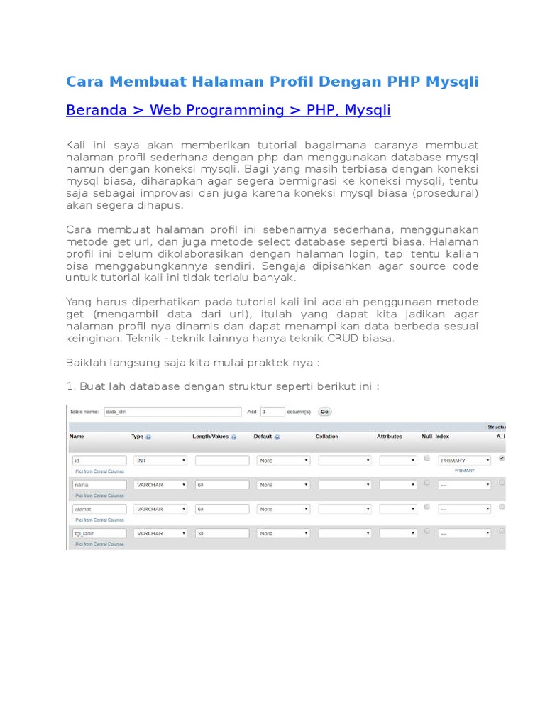 Cara Membuat Halaman Profil Dengan PHP Mysqli | PDF | Komputer