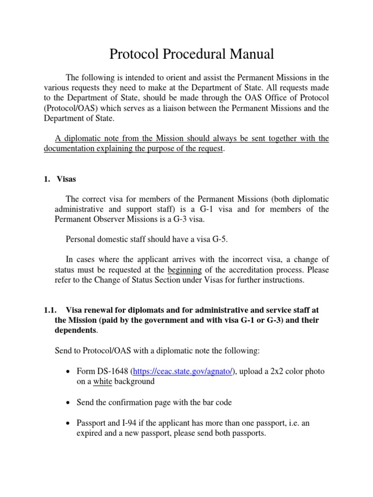 Protocol Manual for Diplomatic Requests | PDF | Travel Visa ...