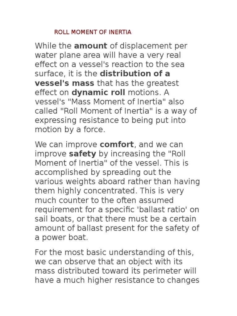 Roll Moment of Inertia | PDF | Torque | Inertia