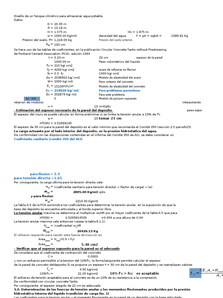Diseño Tanque Cilindrico Usando Tablas Del PCA | PDF | Triángulo | Ingeniería