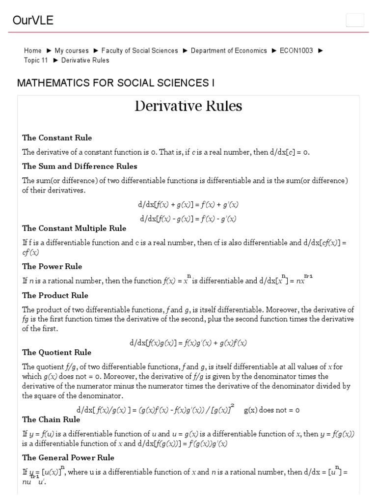 Derivative Rules | PDF