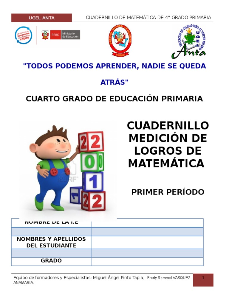 Cuadernillo Matemática 4° Grado UGEL Anta | PDF