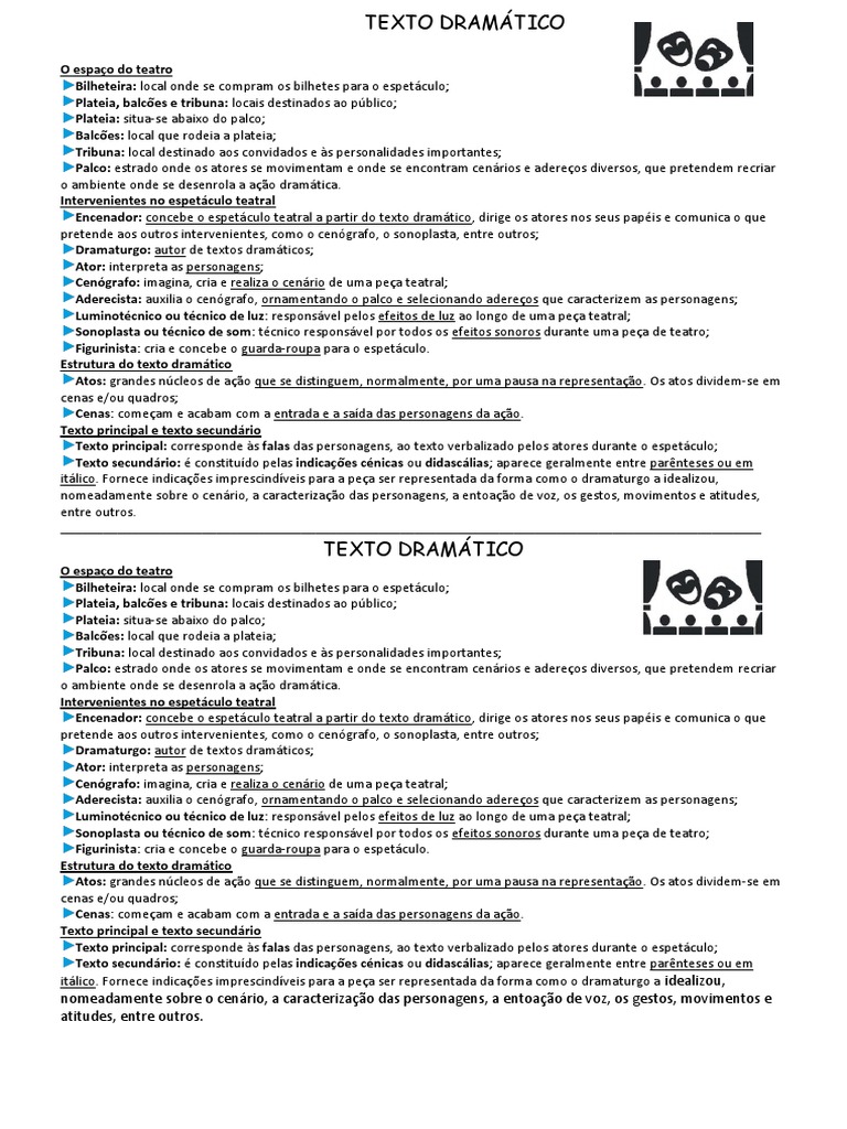 Texto Dramático - Ficha Informativa | PDF | Ator | Teatro