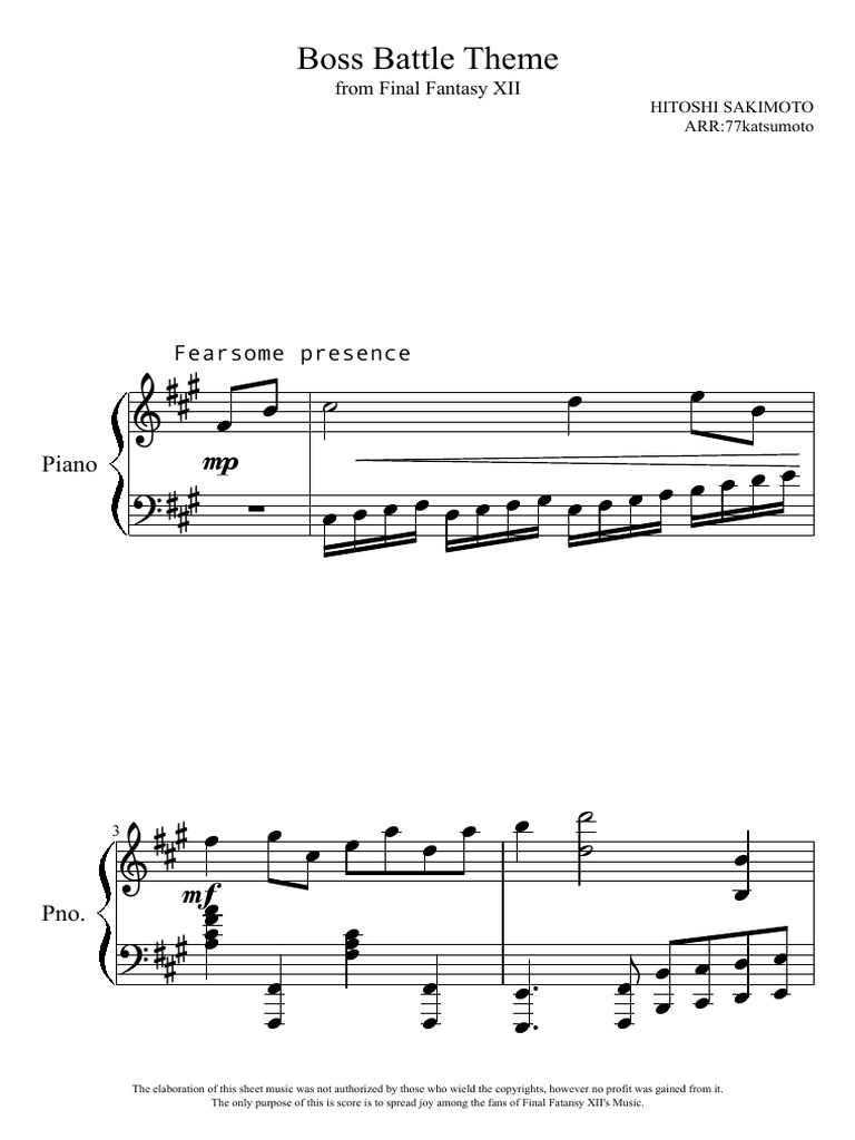 FFXII - Boss Battle Theme v2 | PDF | Entertainment | Musicology