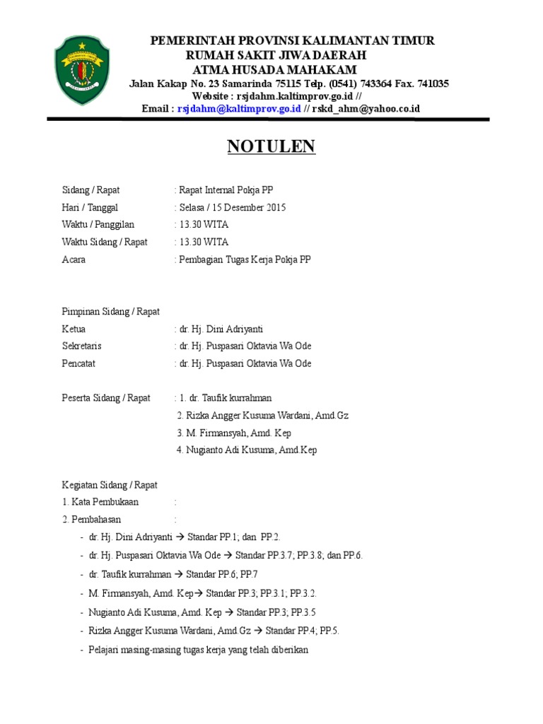 NOTULEN Rapat Pokja PP Fix | PDF | Pengembangan Diri
