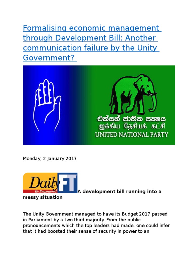 Unity Government's Development Bill Controversy | PDF | Cabinet ...