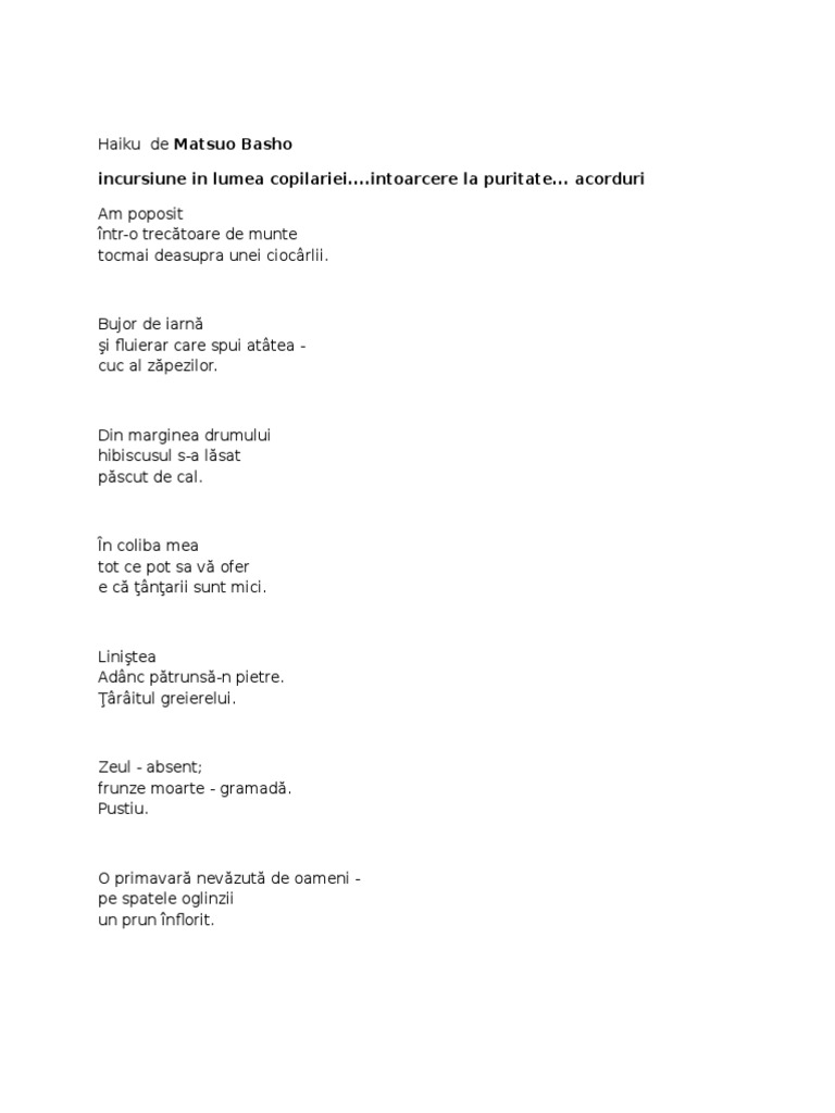 Haiku de Matsuo Basho | PDF
