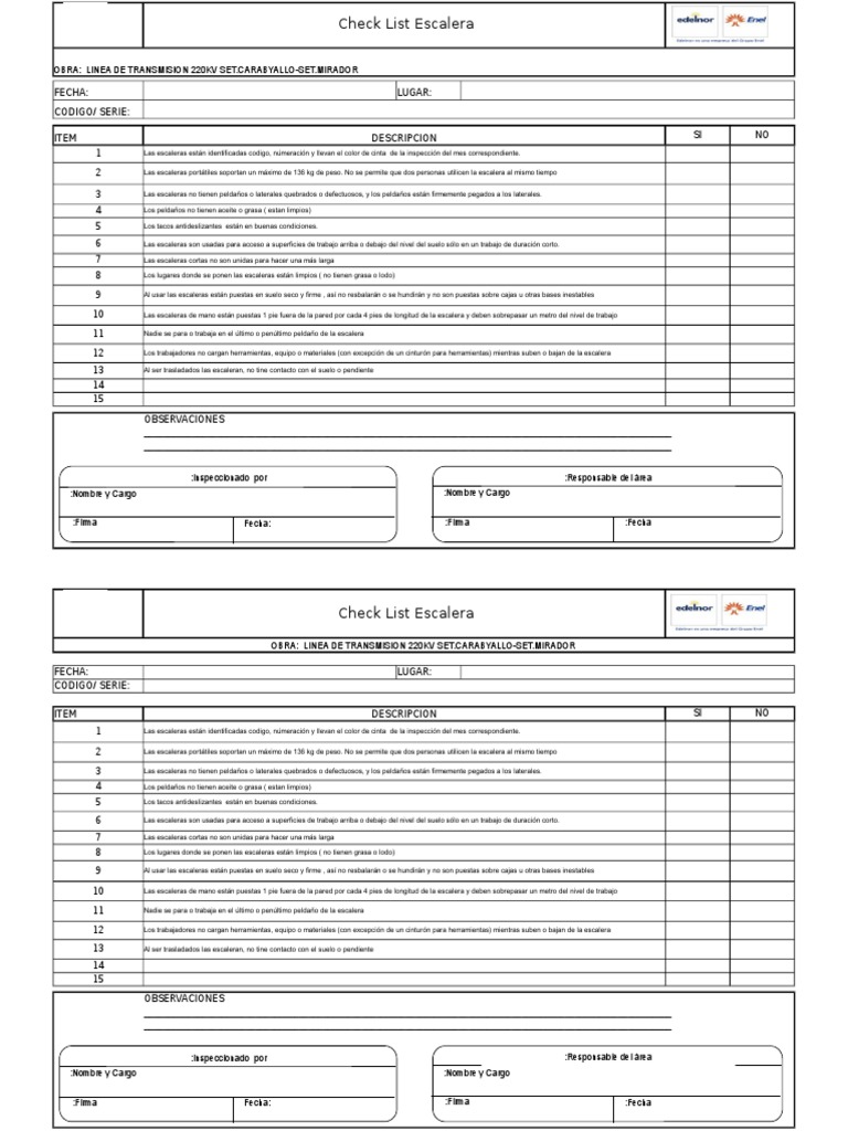 2. Check List Escalera