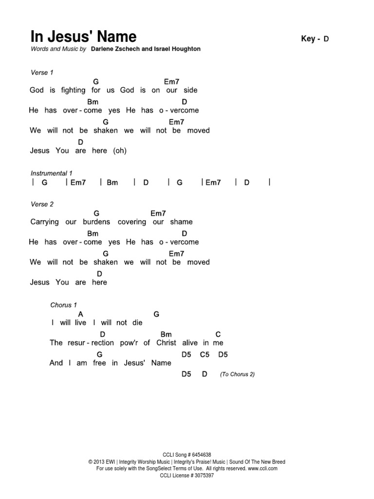 In Jesus' Name - Song Details | PDF