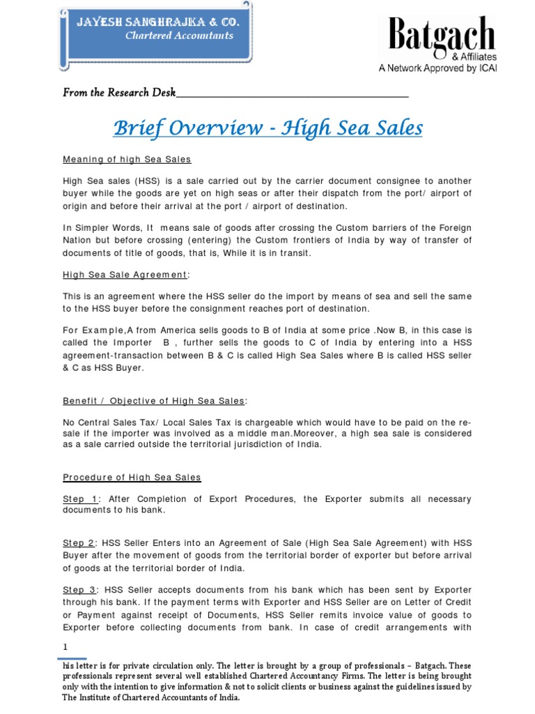 Brief Overview - High Sea Sales: From The Research Desk | Download Free ...