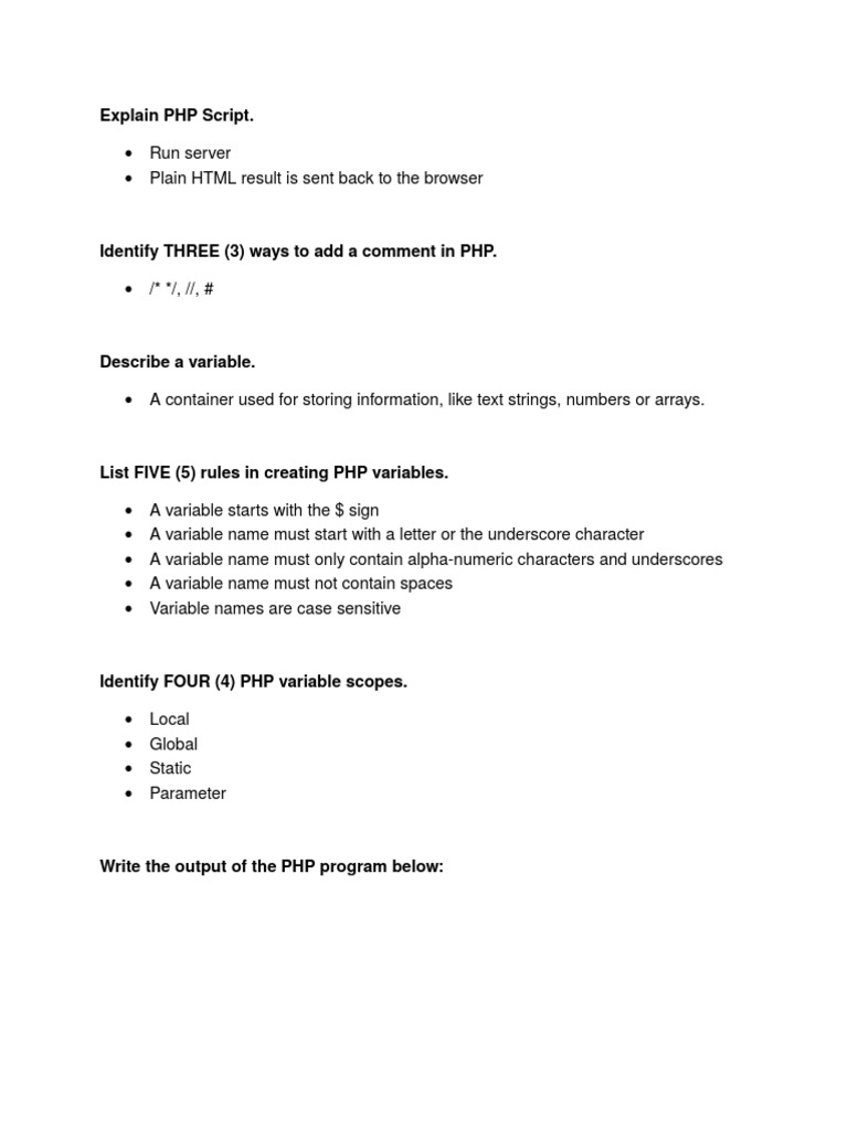 Explain Php Script Pdf Control Flow Variable Computer Science