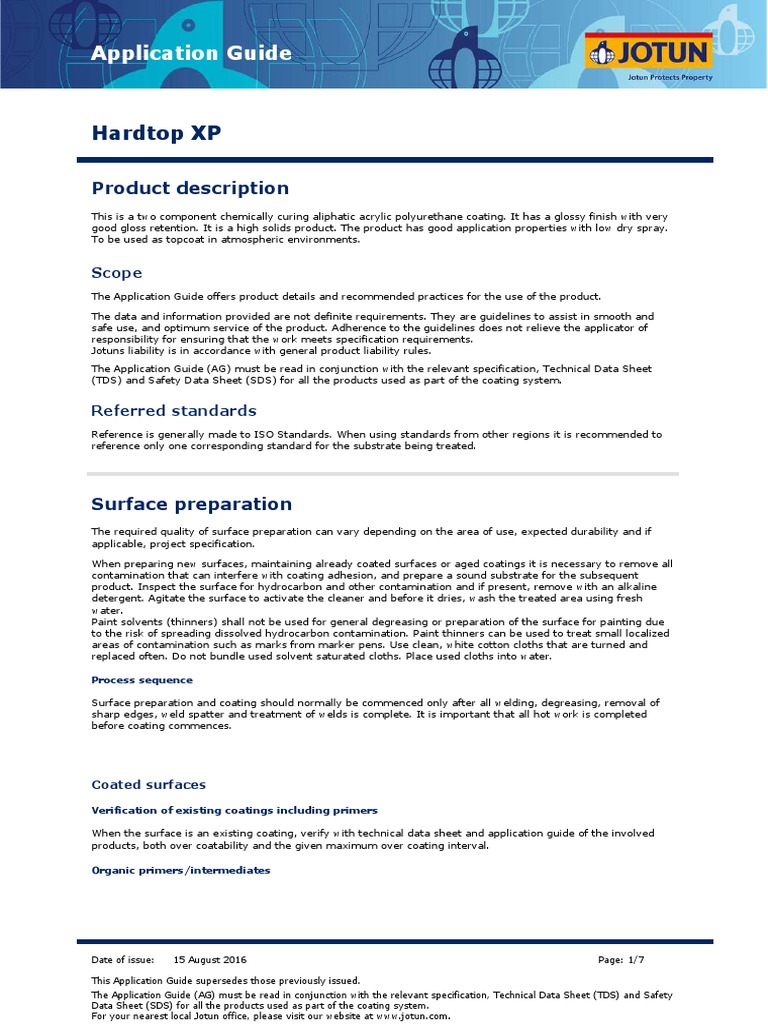 Hardtop XP: Technical Data Sheet Application Guide | PDF | Paint ...