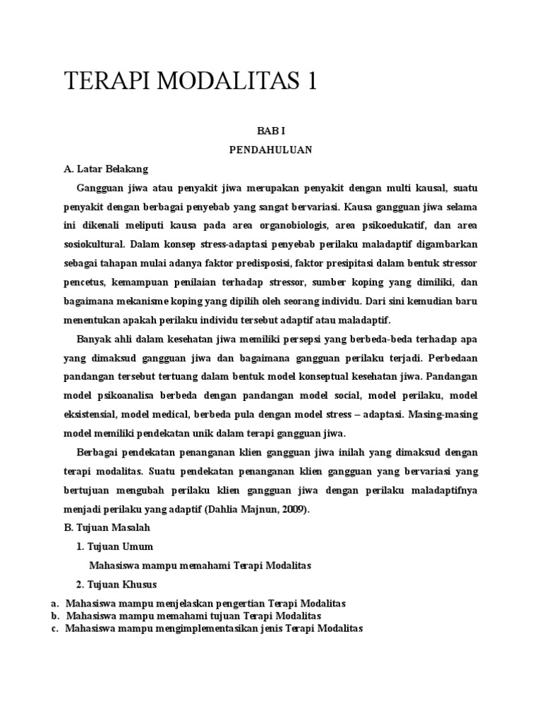 Terapi Modalitas 1 | PDF