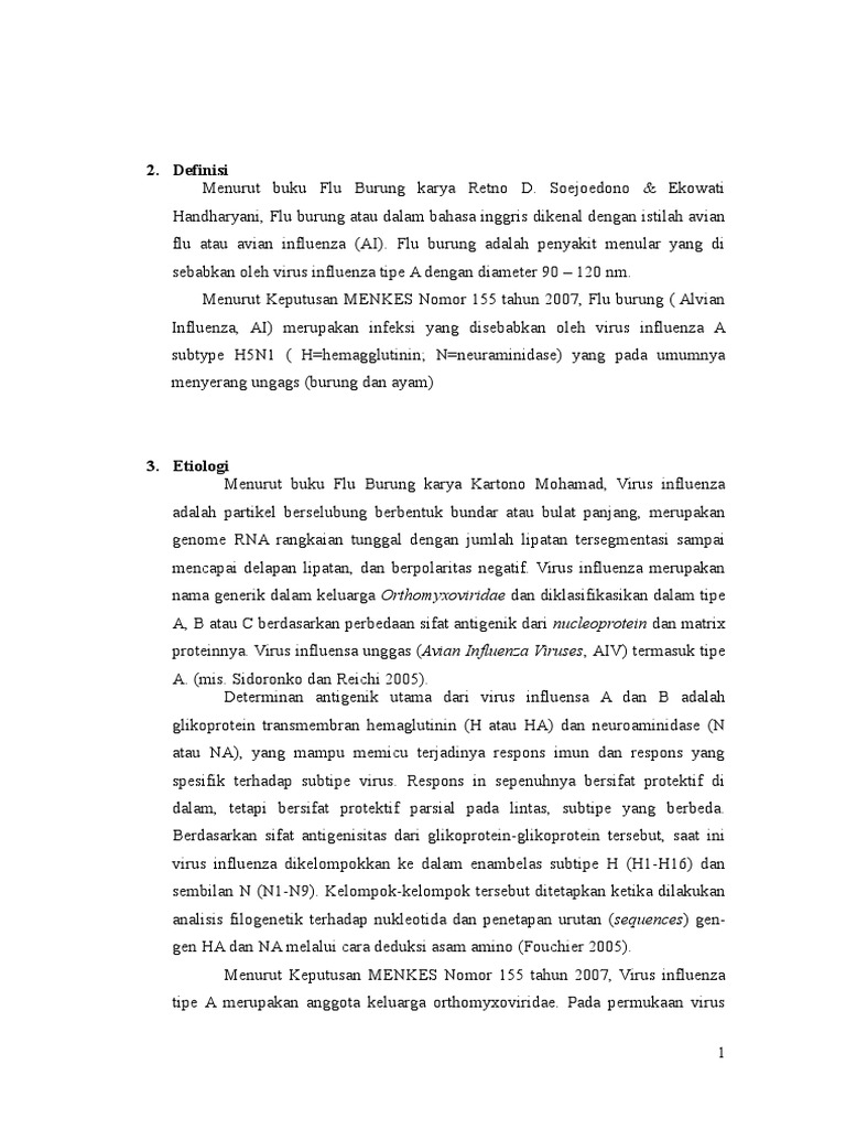Laporan Pendahuluan Flu Burung | PDF