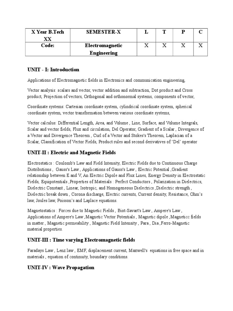 Electromagnetic Engineering Overview | PDF | Magnetic Field ...