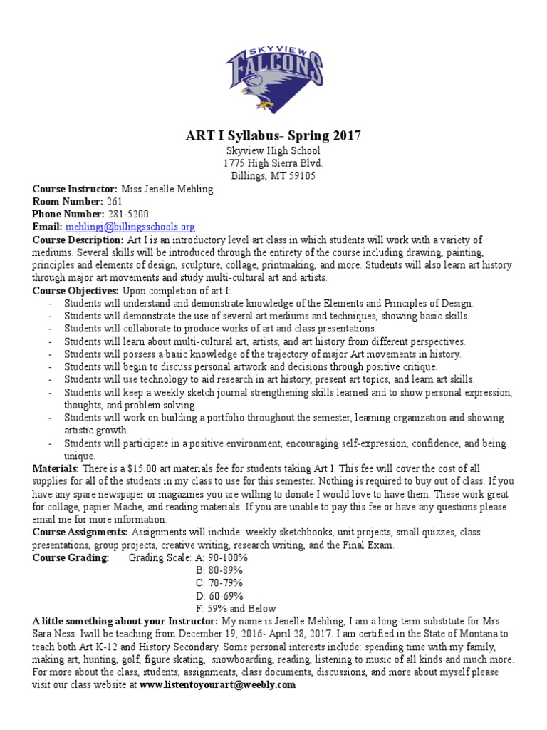 Art I Syllabus | PDF