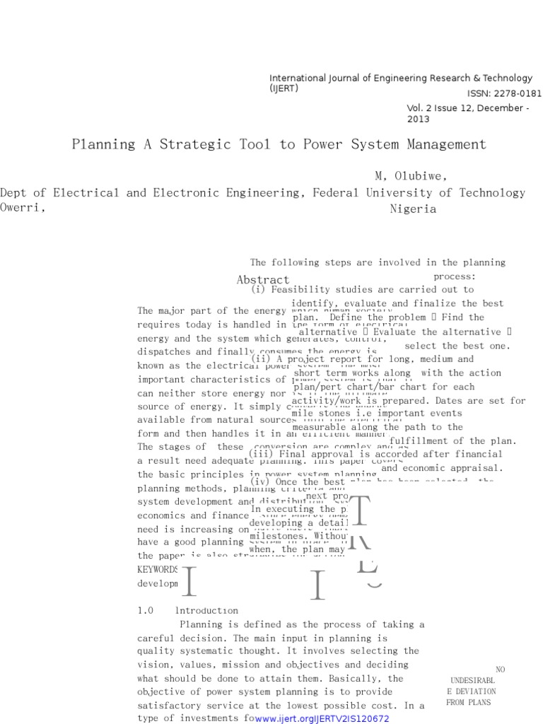 I J E RT IJ E RT: Planning A Strategic Tool To Power System Management ...