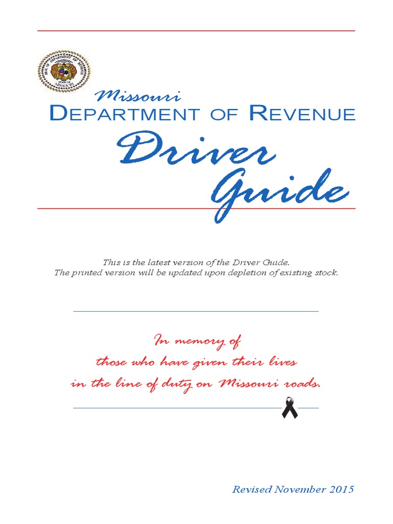 Missouri Driver License Guide 2015 | PDF | Driver's License | Driving