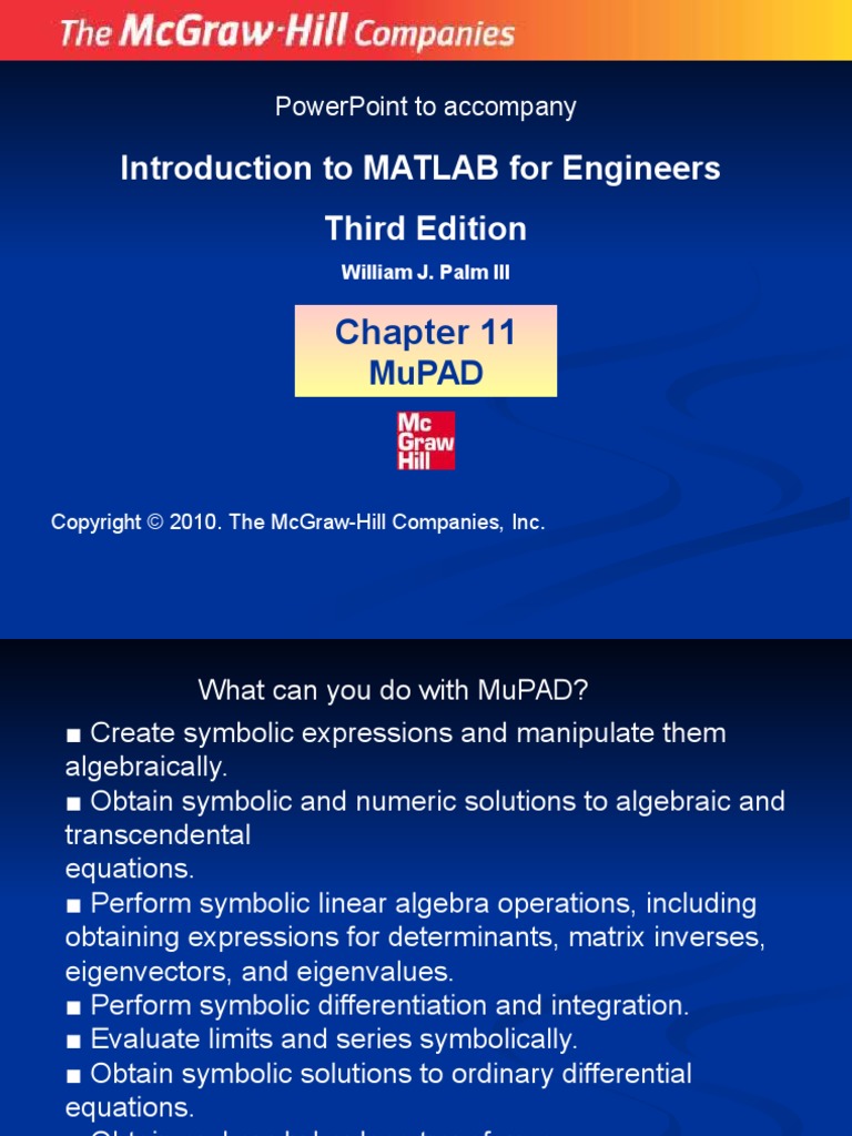 Introduction To MATLAB For Engineers Third Edition: Mupad | Download Free PDF | Trigonometric ...
