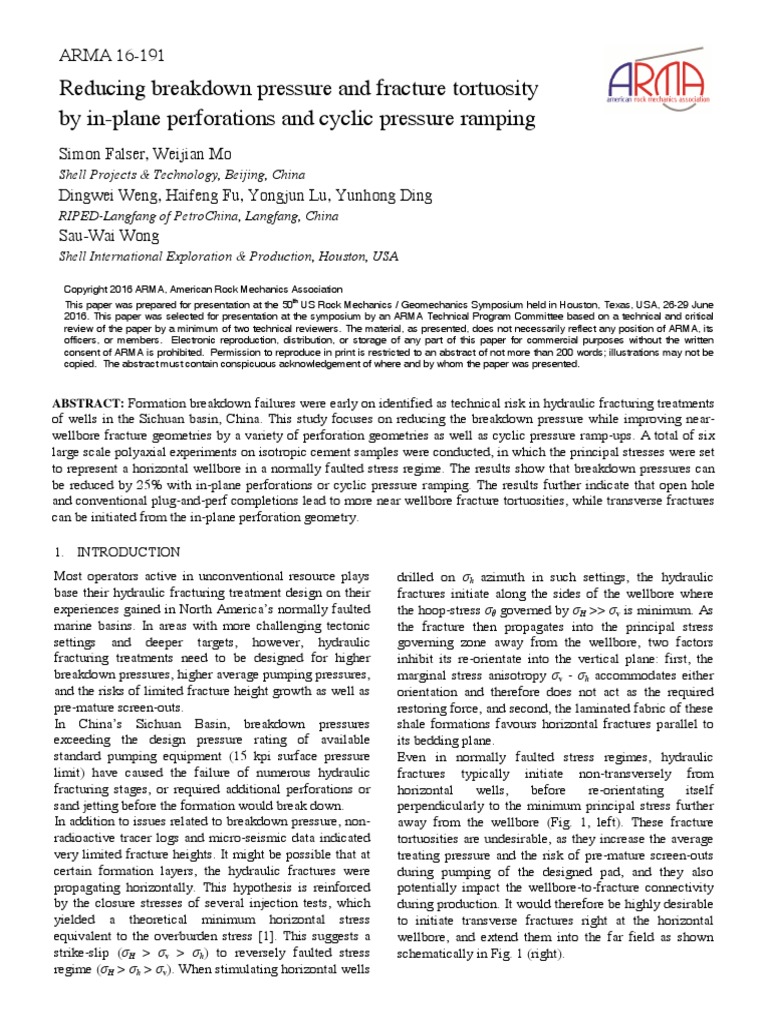Reducing Breakdown Pressure and Fracture Tortuosity by In-Plane ...