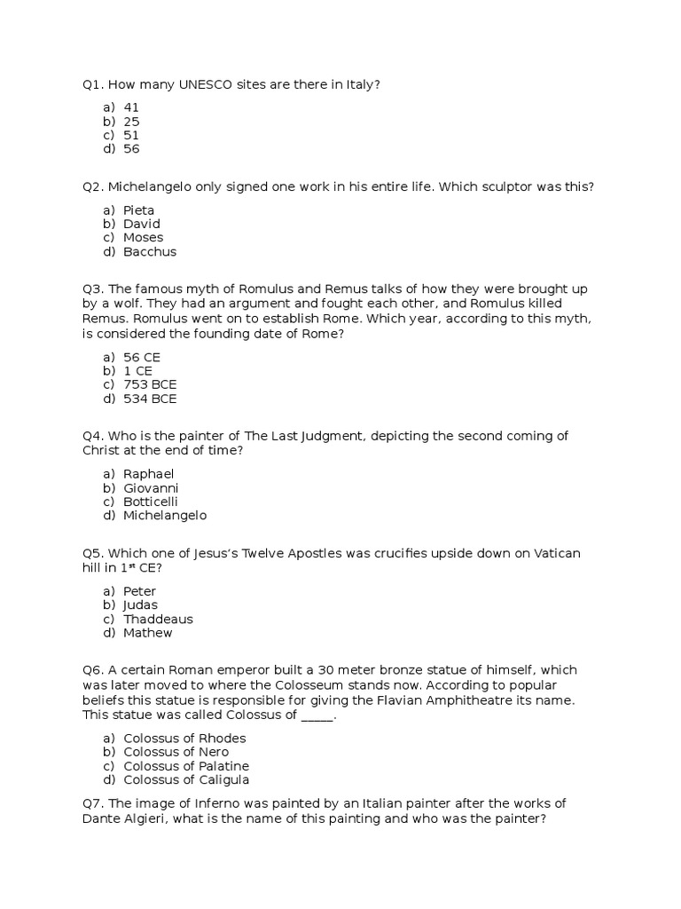 Quiz Italia | PDF | Rome | Italy
