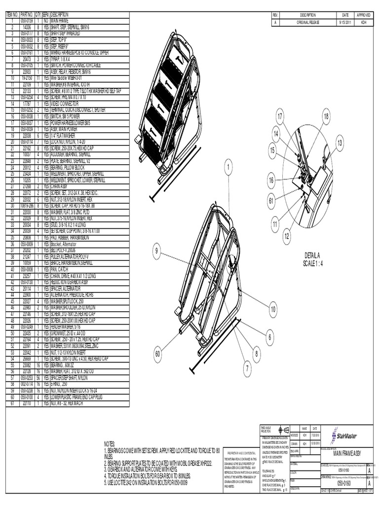 050 0160 A (Main Frame Assembly) | PDF | Washer (Hardware) | Screw