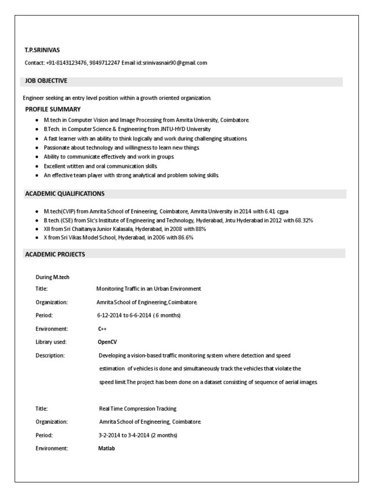 Srinivas Resume | PDF