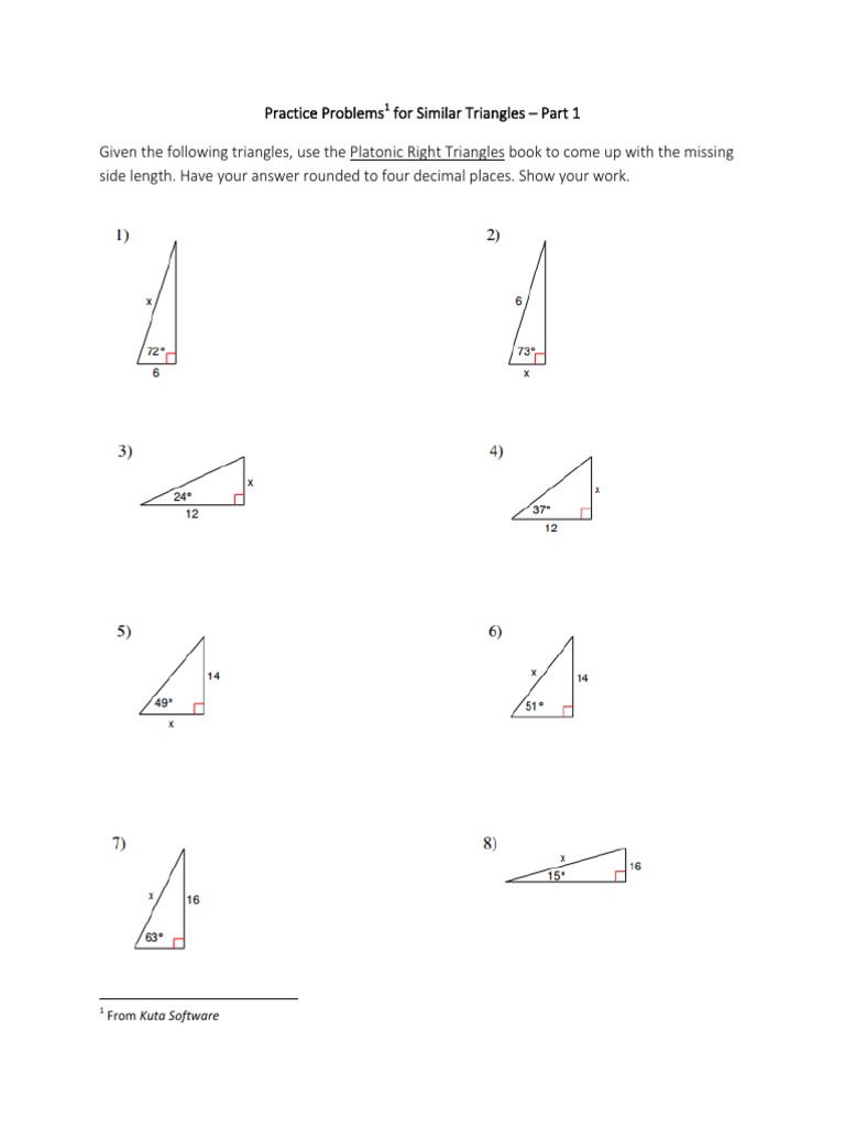 M9 - Trig - 1 - Similar Right Triangles and Trig Ratios Application | PDF | Euclidean Plane ...
