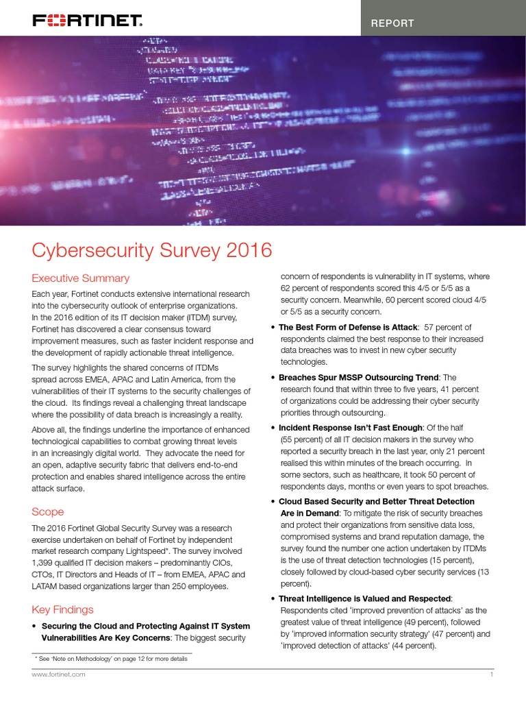 Fortinet Cybersecurity Survey-Report-2016 PDF | PDF