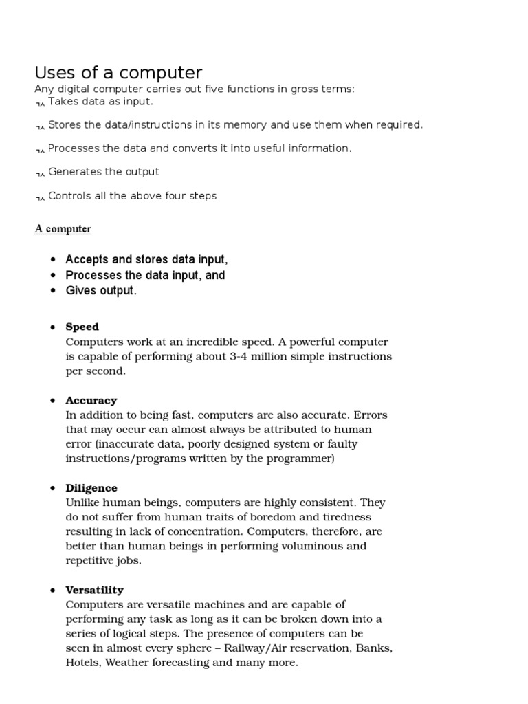 The Five Core Functions and Key Attributes of Computer Systems: Speed ...