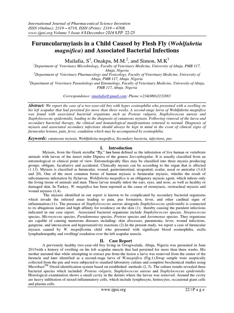 Furuncular Myiasis in Child: Case Study | PDF | Inflammation | Immunology