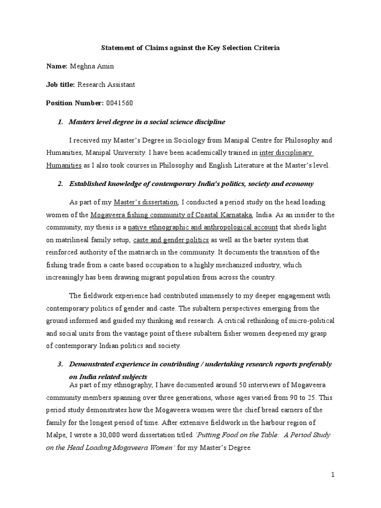 Selection Criteria | PDF | Field Research | Ethnography