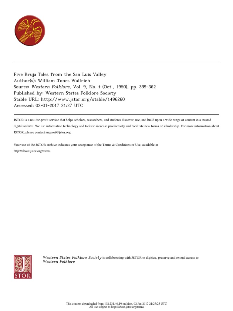 Western States Folklore Society Western Folklore | PDF | Witchcraft