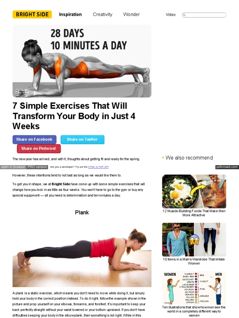 Brightside Me Article Seven Simple Exercises That Will Trans | PDF | Sports