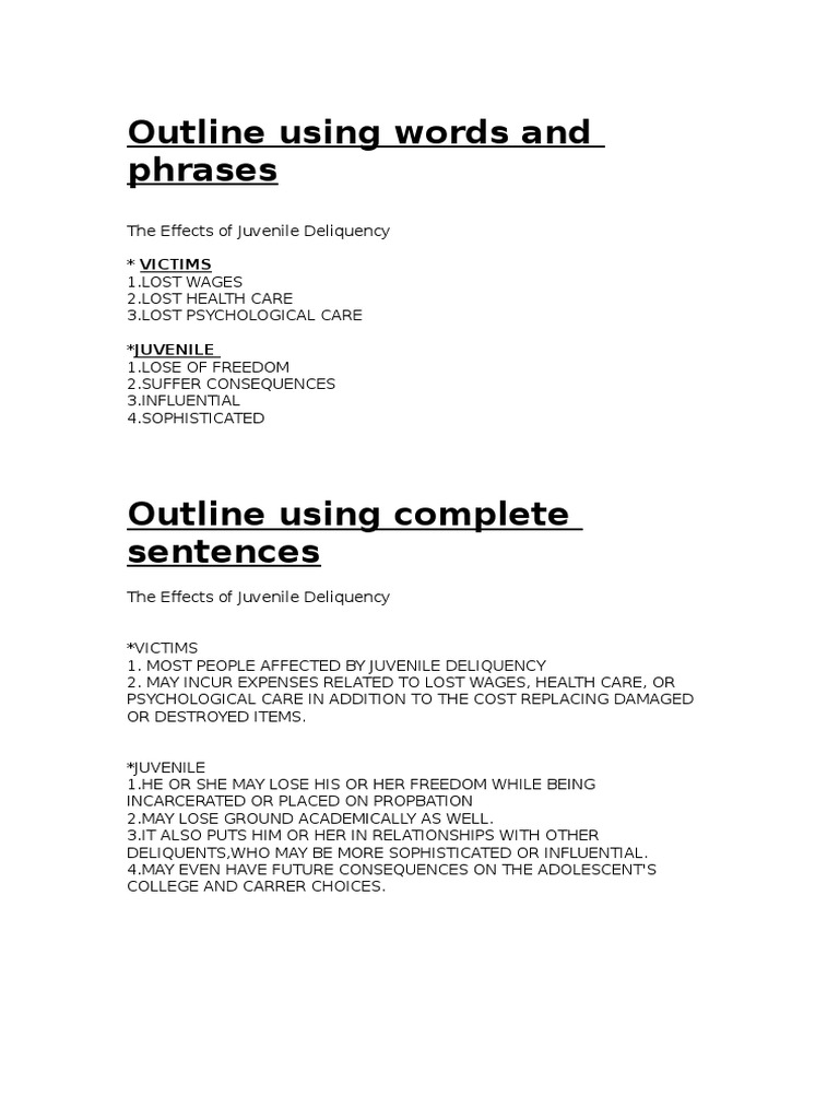 Outline Using Words and Phrases | PDF