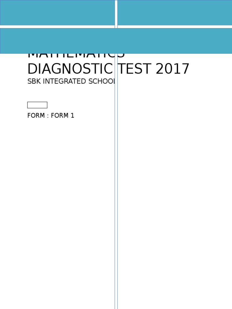 Mathematics Diagnostic Test 2017: SBK Integrated School | PDF