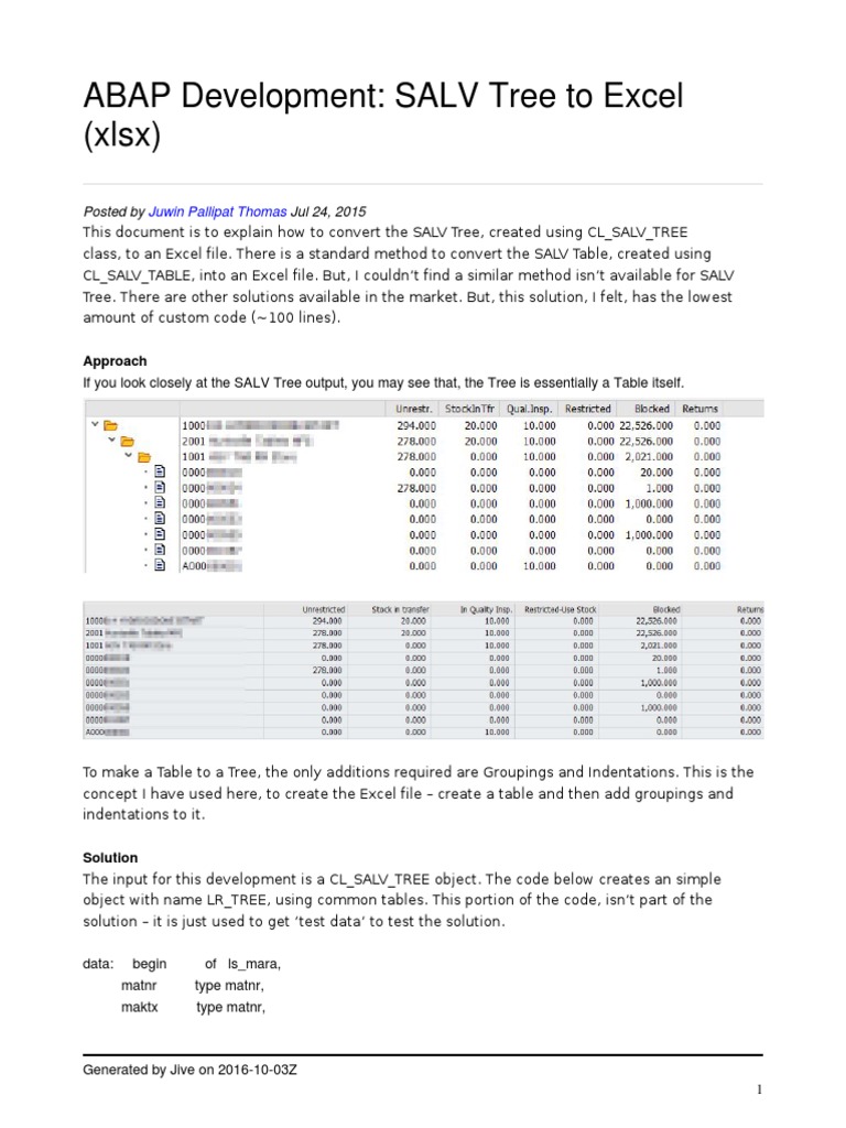 Salv Tree To Excel | PDF | Microsoft Excel | Computer Programming
