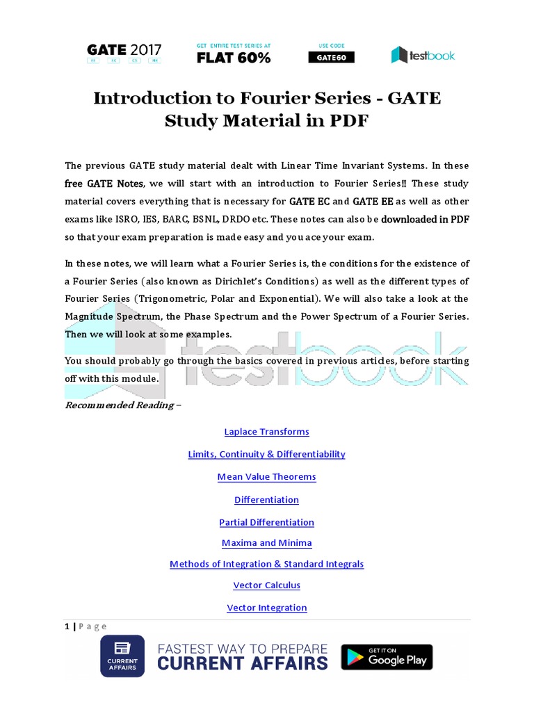 Introduction To Fourier Series - GATE Study Material in PDF | PDF | Fourier Series | Series ...