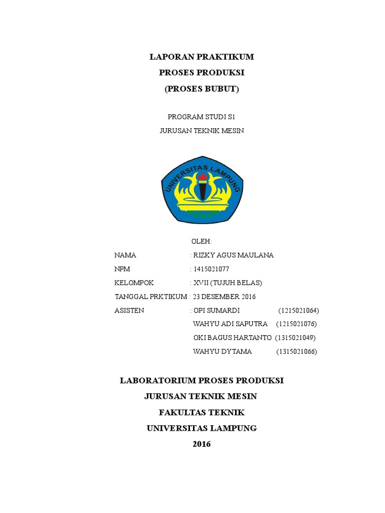 Cover Laporan Praktikum Mesin Bubut | PDF