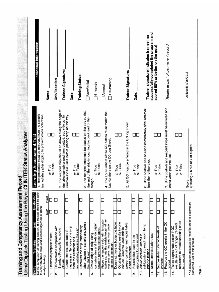 Urine Dipstick Test | PDF